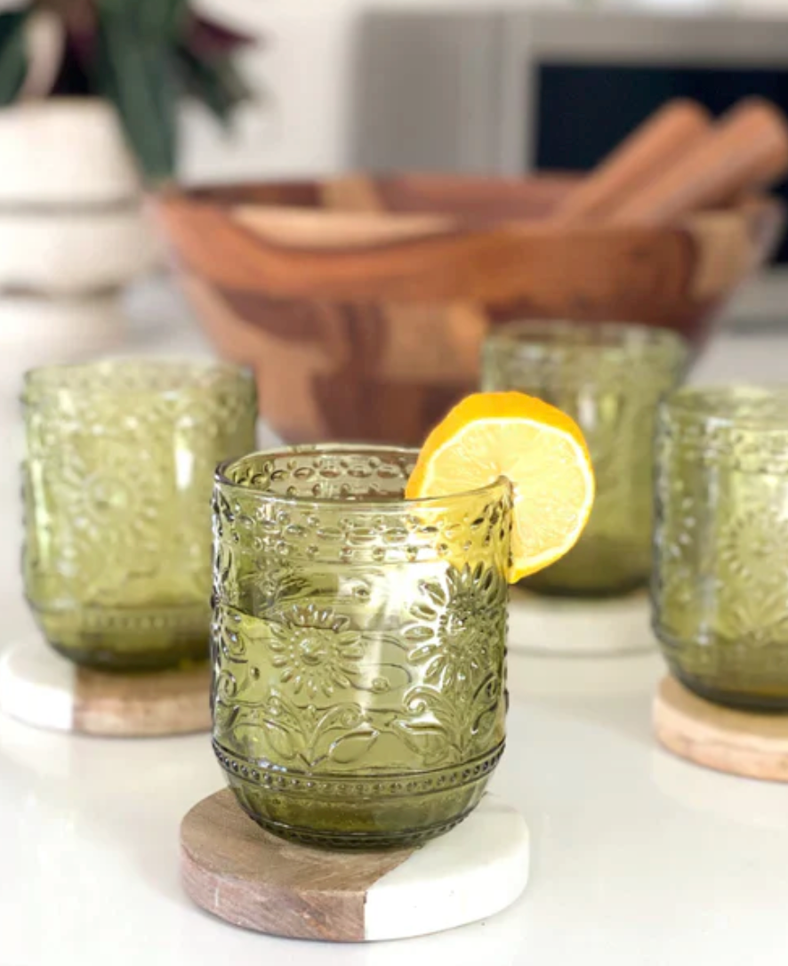 EMBOSSED DRINKING GLASS